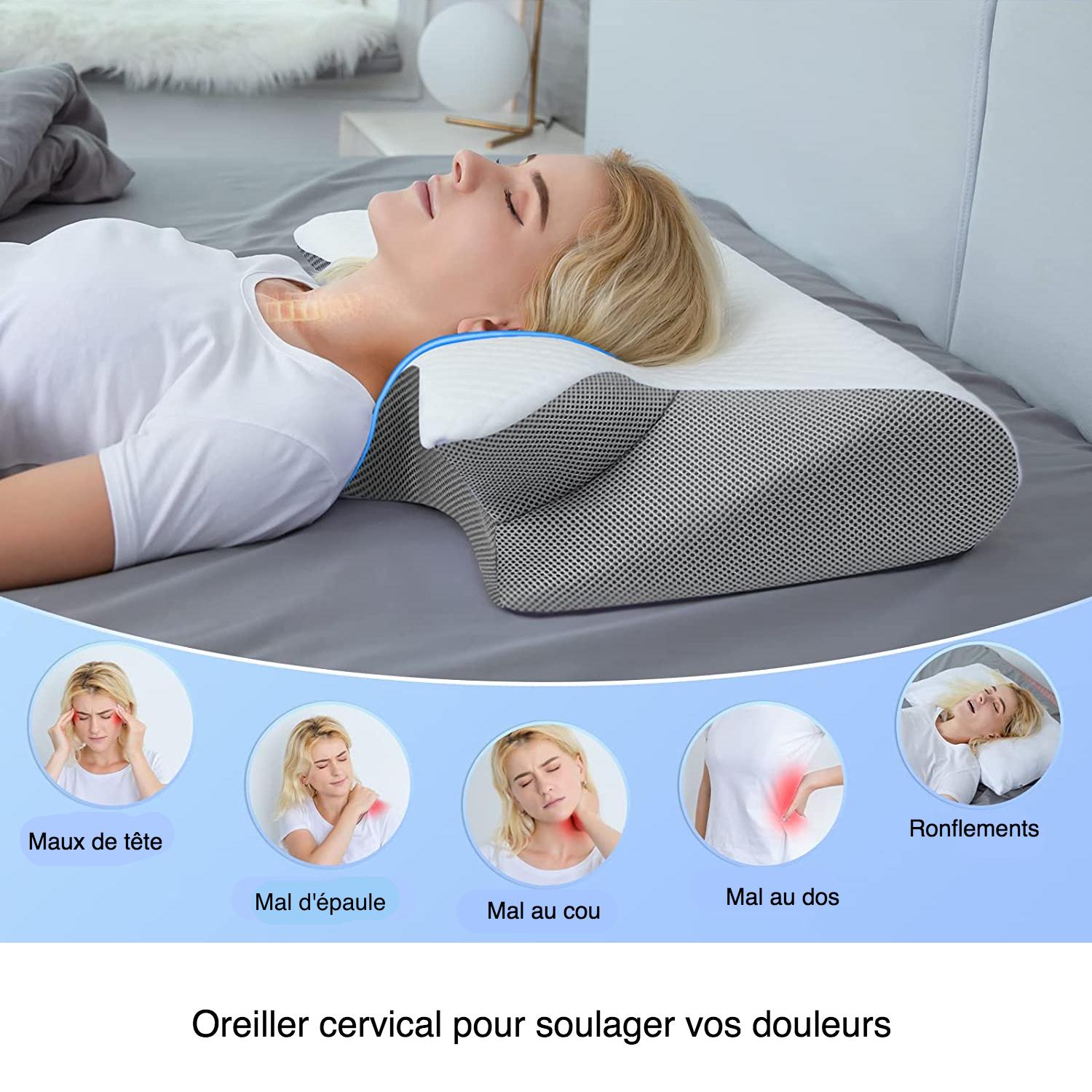 Coussin cervical anti-ronflement en mousse à mémoire de forme ...